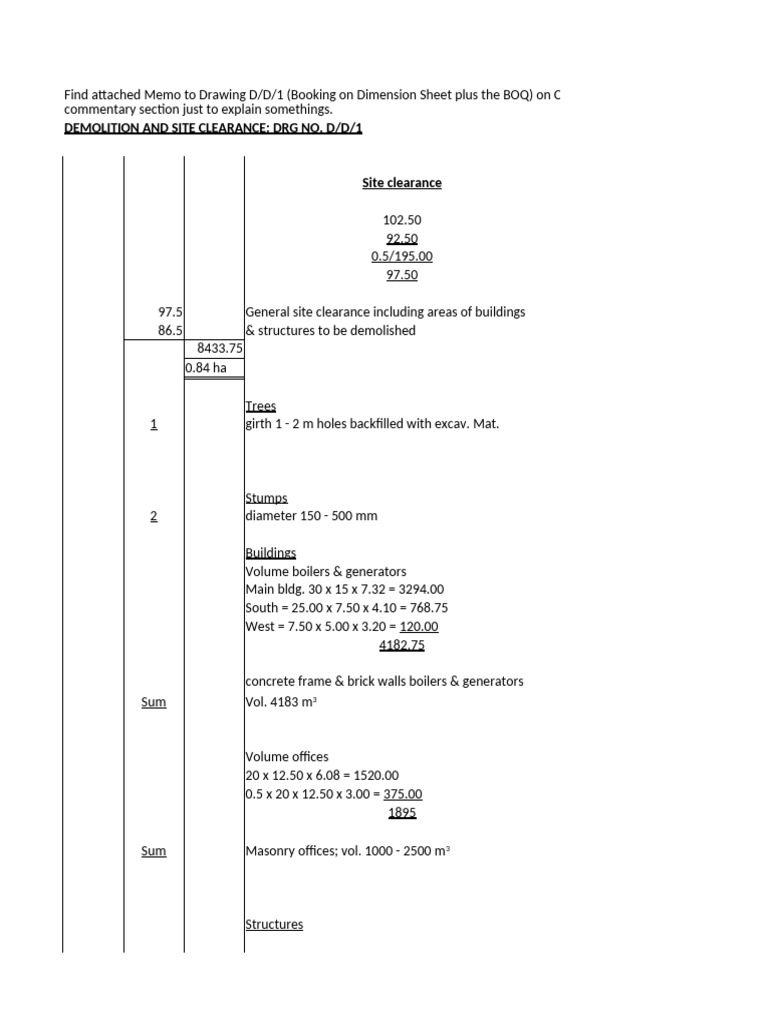 Lecture 1.4 Memo Worked Example of Demolition & Site Clearance Drawing ...