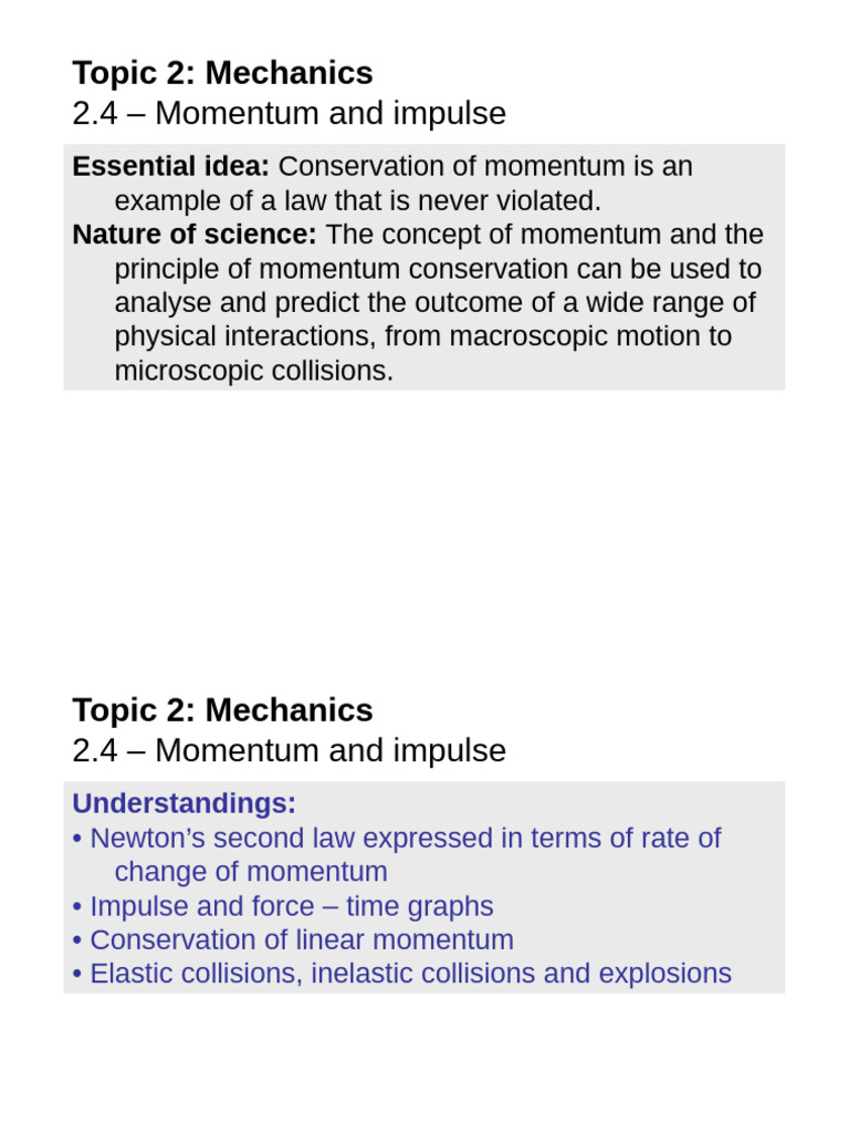 Topic 2.4 - Momentum and Impulse Powerpoint | PDF | Momentum | Collision