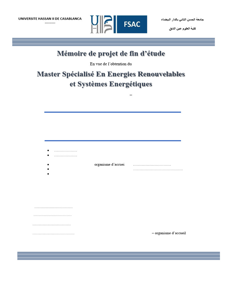 Modèle Standardisé de Rapport de PFE | PDF | Microsoft Word | Police d ...