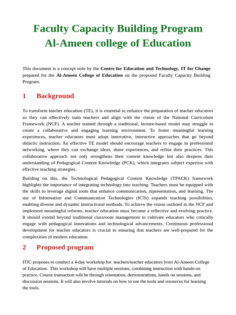 Faculty Capacity Building Prog 27-02 | PDF | Teachers | Pedagogy
