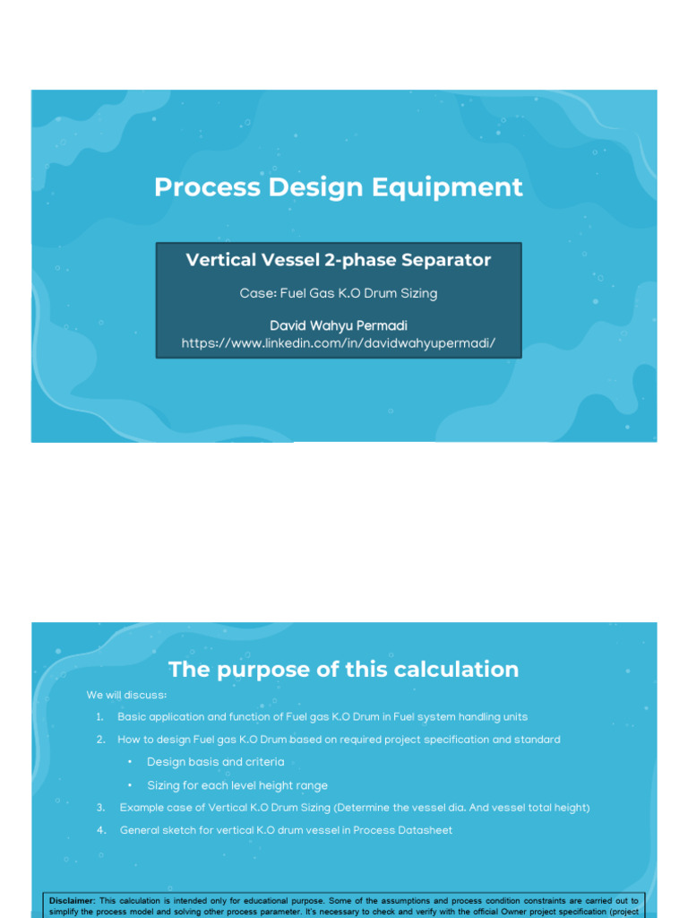 Fuel Gas K.O. Drum Vertical Separator Sizing - API 12J | PDF | Density ...