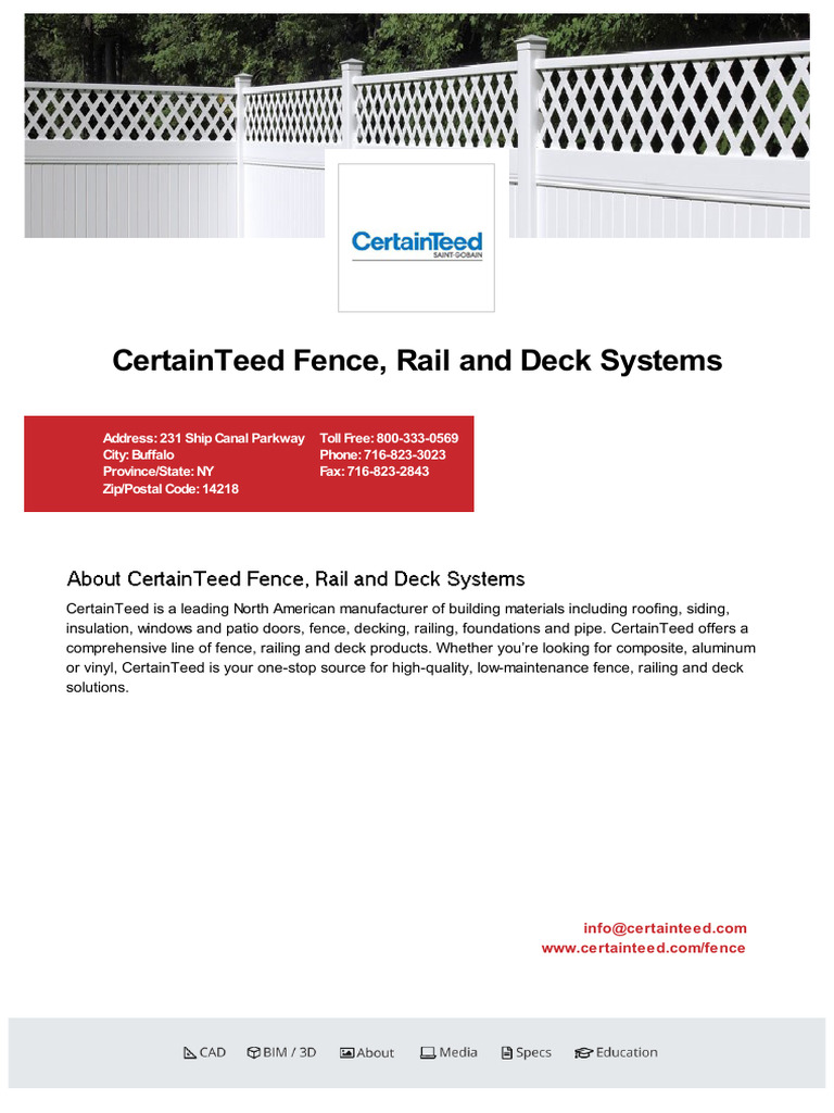 035 - CertainTeed Fence, Rail and Deck Systems - Brochure | PDF