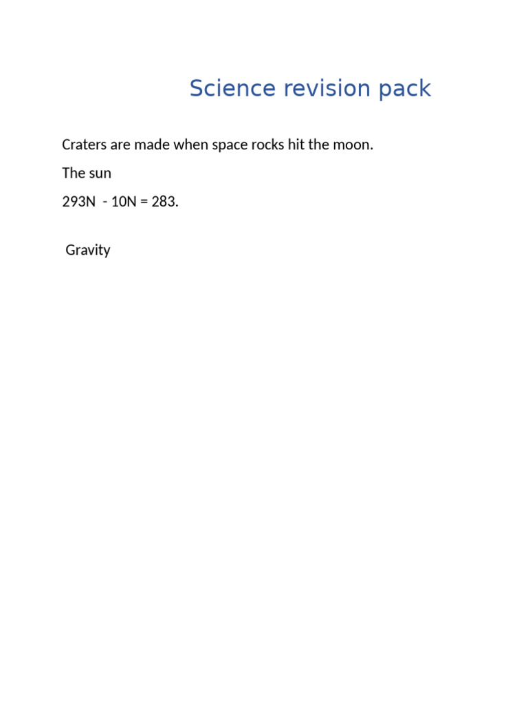 Science Revision Pack | PDF