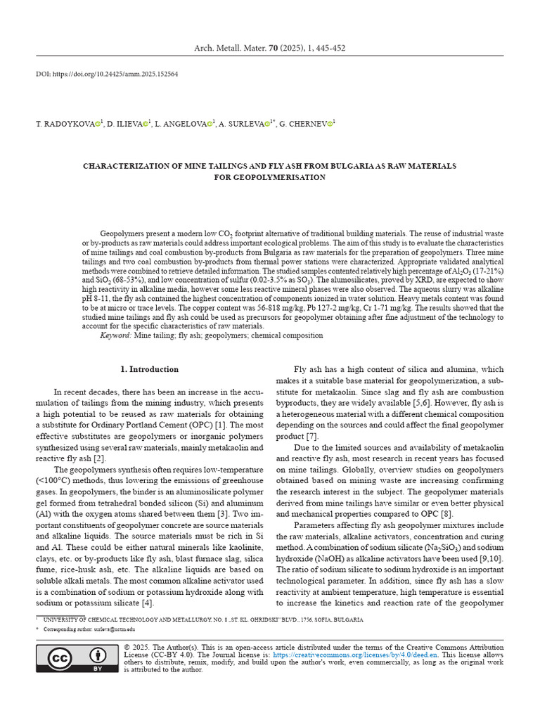 Characterization of Mine Tailings and Fly Ash From | PDF | Materials | Building Materials