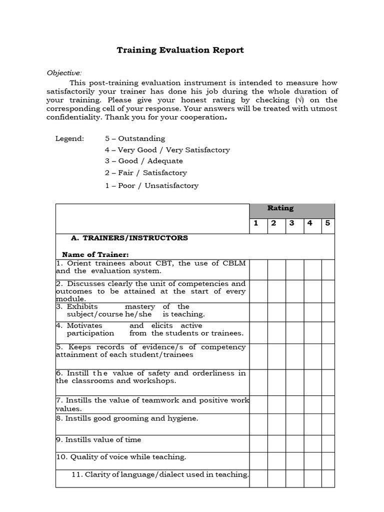 25 Training Evaluation Form | PDF | Evaluation | Learning