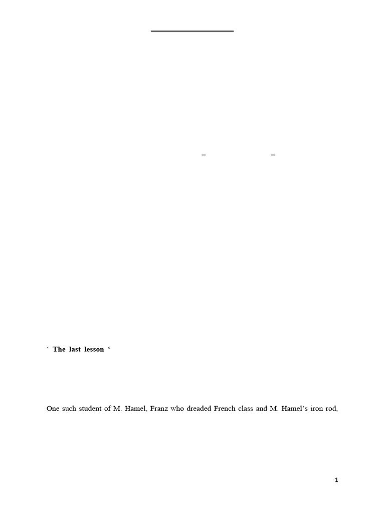 Importance of Language in "The Last Lesson" | PDF
