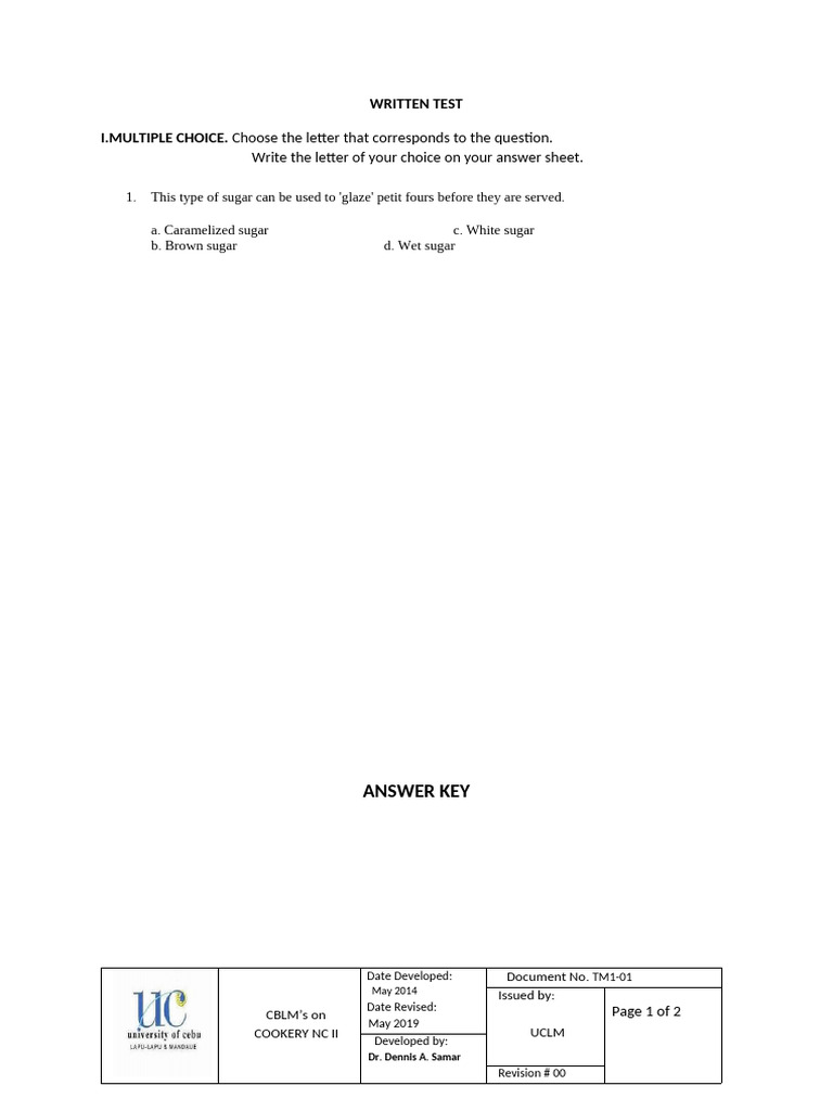 1.4-4_CBLM Written Test | PDF