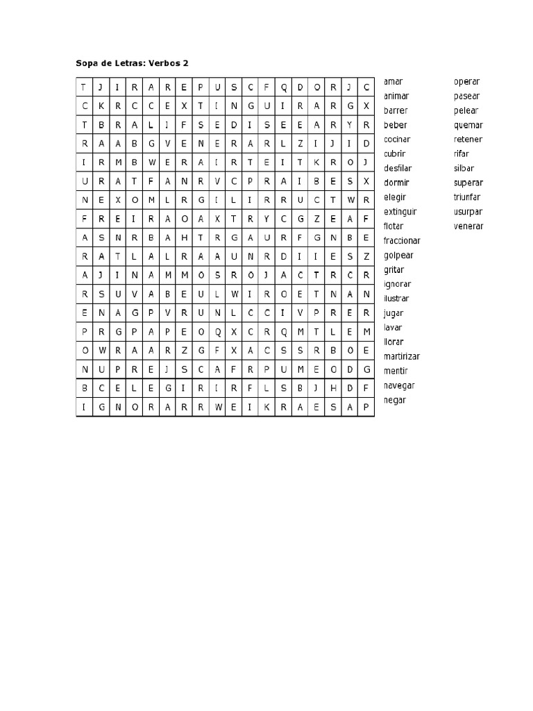 Sopa de Letras Verbos | PDF
