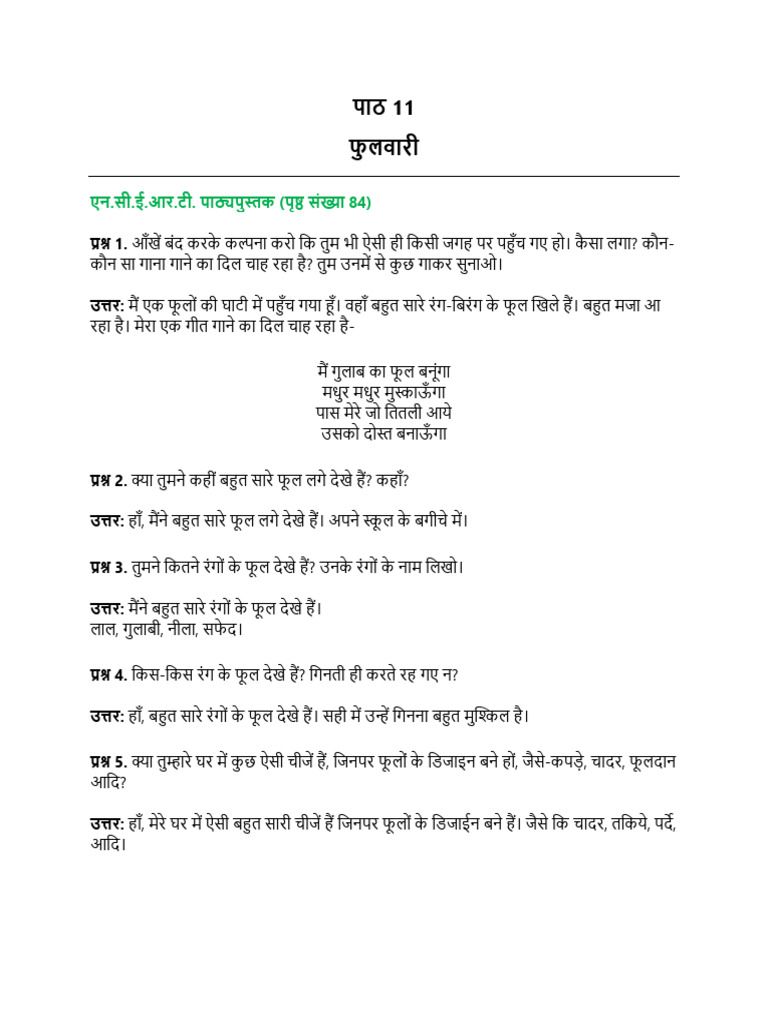 Class 4 Evs in Hindi. Ch11 Solution | PDF