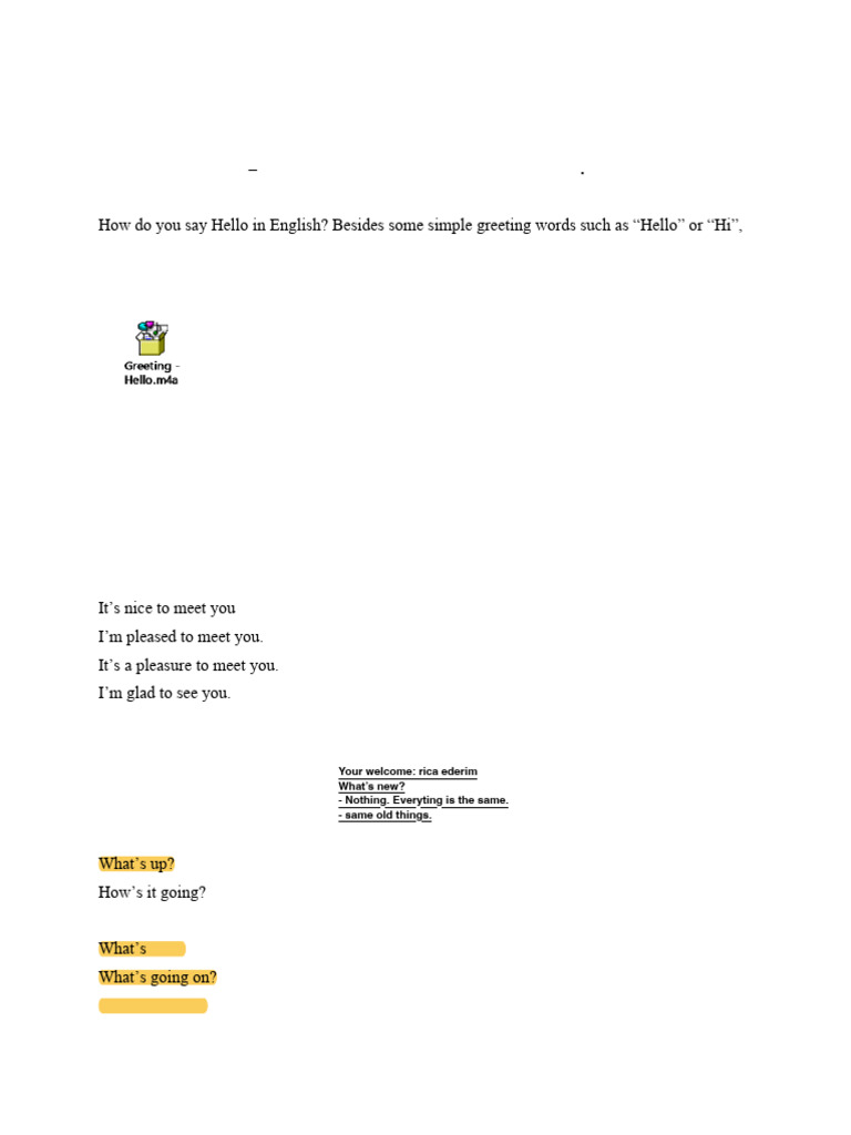 2 Speaking - Common English Expressions-Helllo | PDF