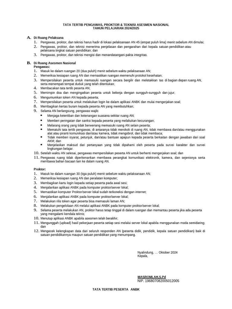 Tata Tertib Peserta, Pengawas, Proktor - Teknisi AN 2021 | PDF