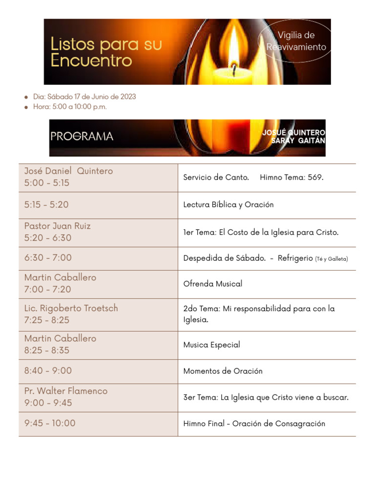Programa de Vigilia IABS | PDF