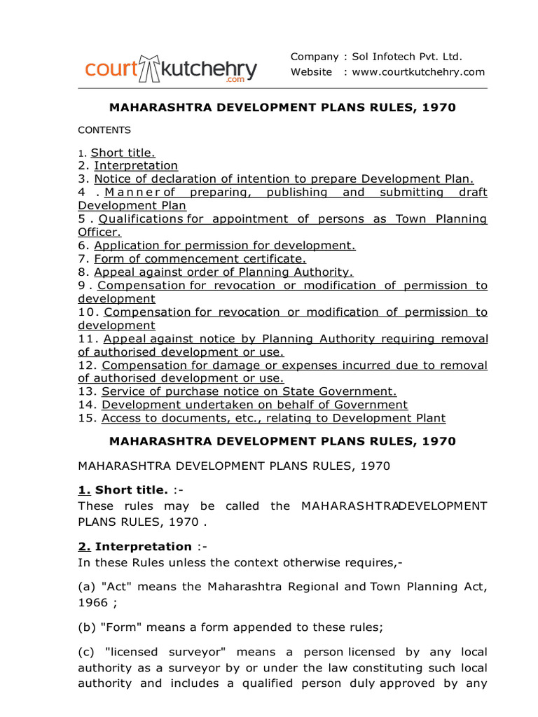Maharashtra Development Plans Rules, 1970 | PDF | Justice | Crime ...