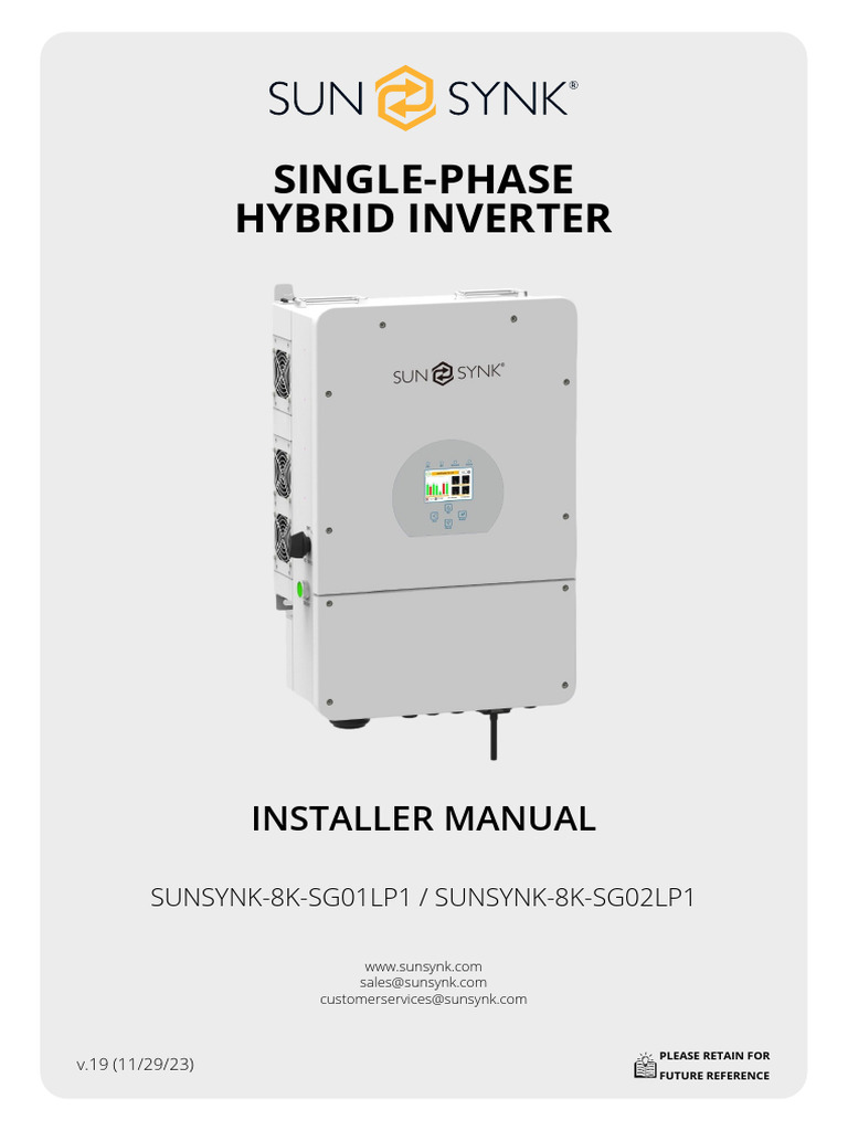 Sunsynk 8kW Single-Phase Inverter Manual | PDF | Electricity | Electric ...