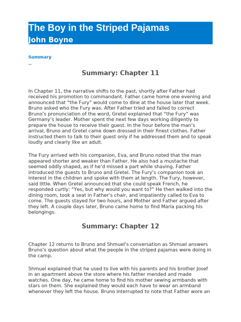 The Boy in The Striped Pajamas-Chapters 11-12 | PDF