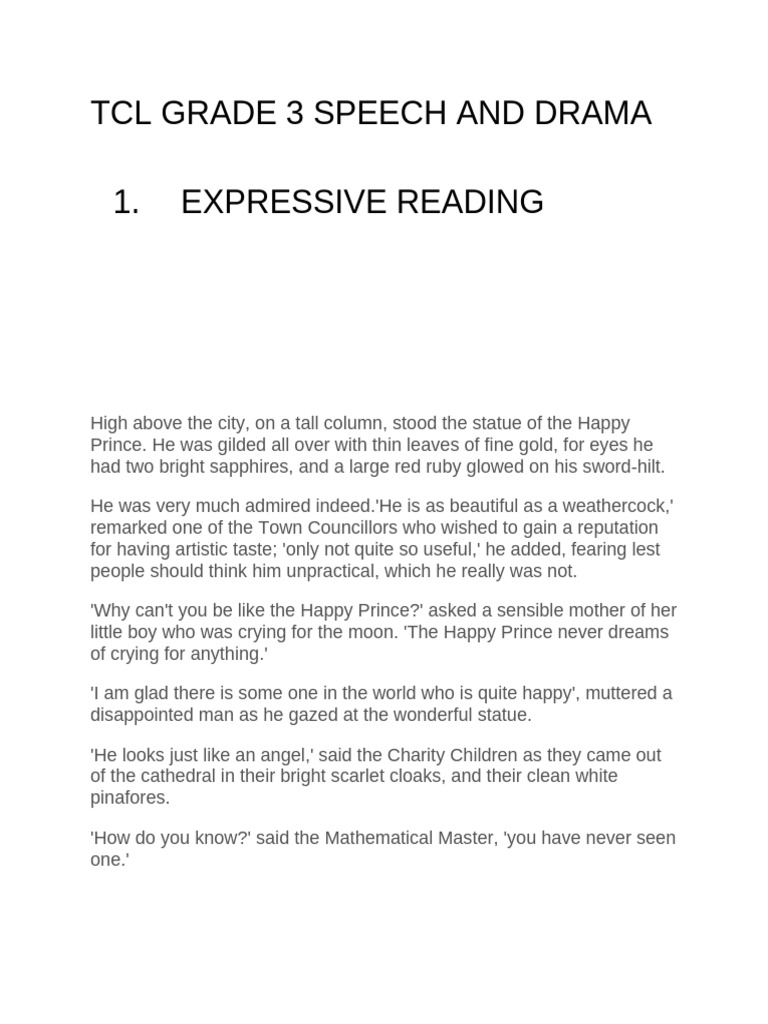 TCL Grade 3 Speech and Drama | PDF