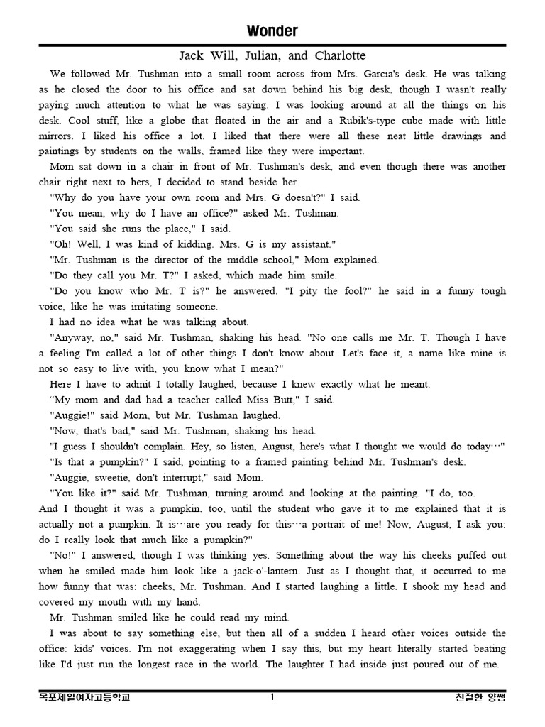 Wonder-Jack Will, Julian, and Charlotte | PDF