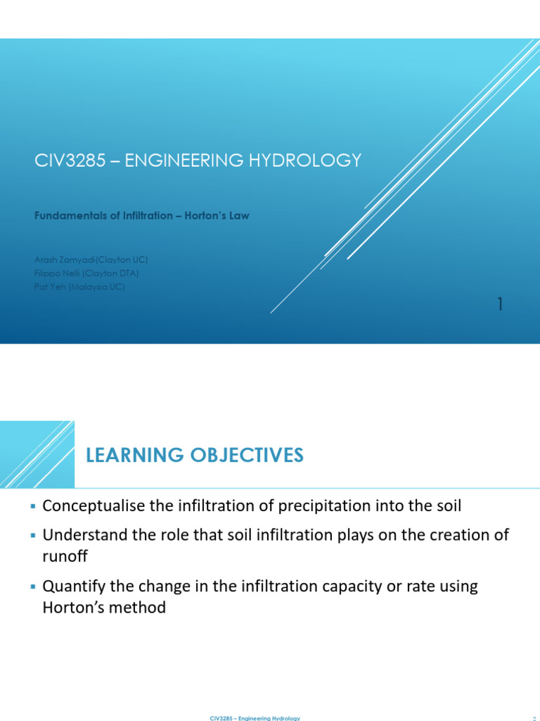 CIV3285 W2 4-Surface Infiltration-Correct | PDF | Hydrology | Civil ...