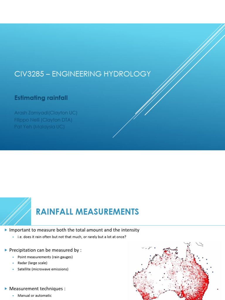 CIV3285 W2 2-Estimating Rainfall | PDF | Rain | Precipitation