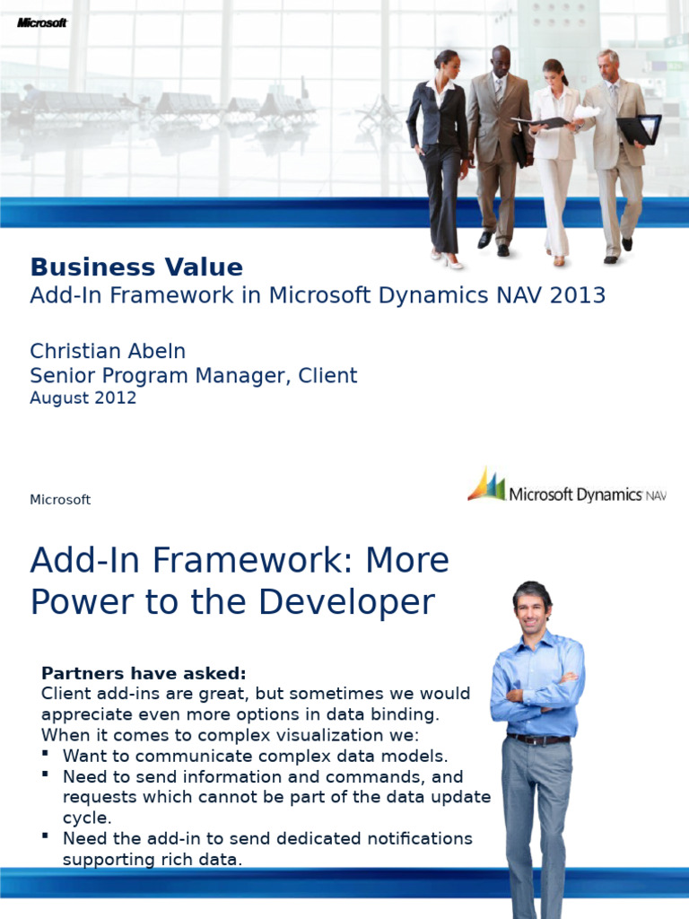 Business Value: Add-In Framework in Microsoft Dynamics NAV 2013 | PDF