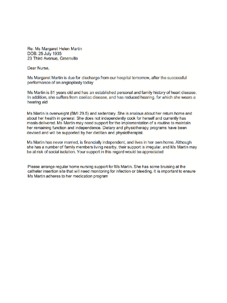 Oet Letter Margeret Helen Sample Answer | PDF