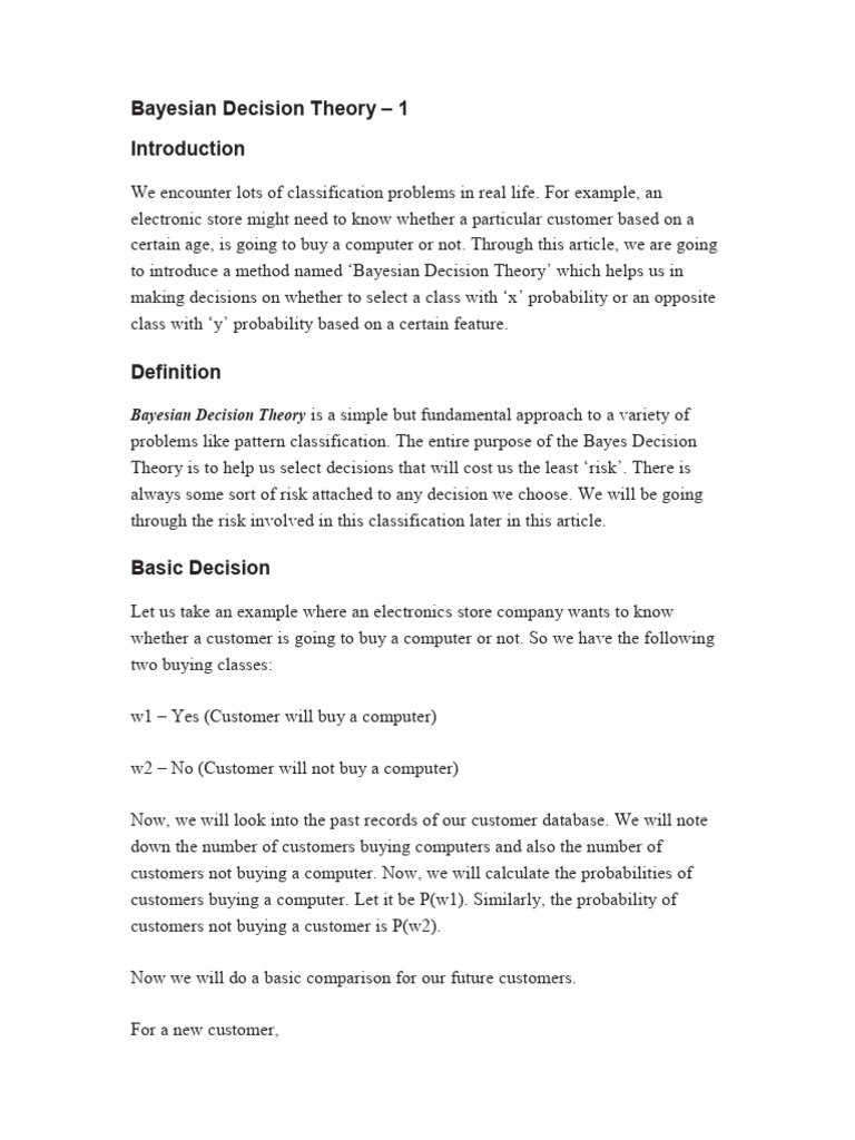 Bayesian Decision Theory | PDF | Probability | Mathematics
