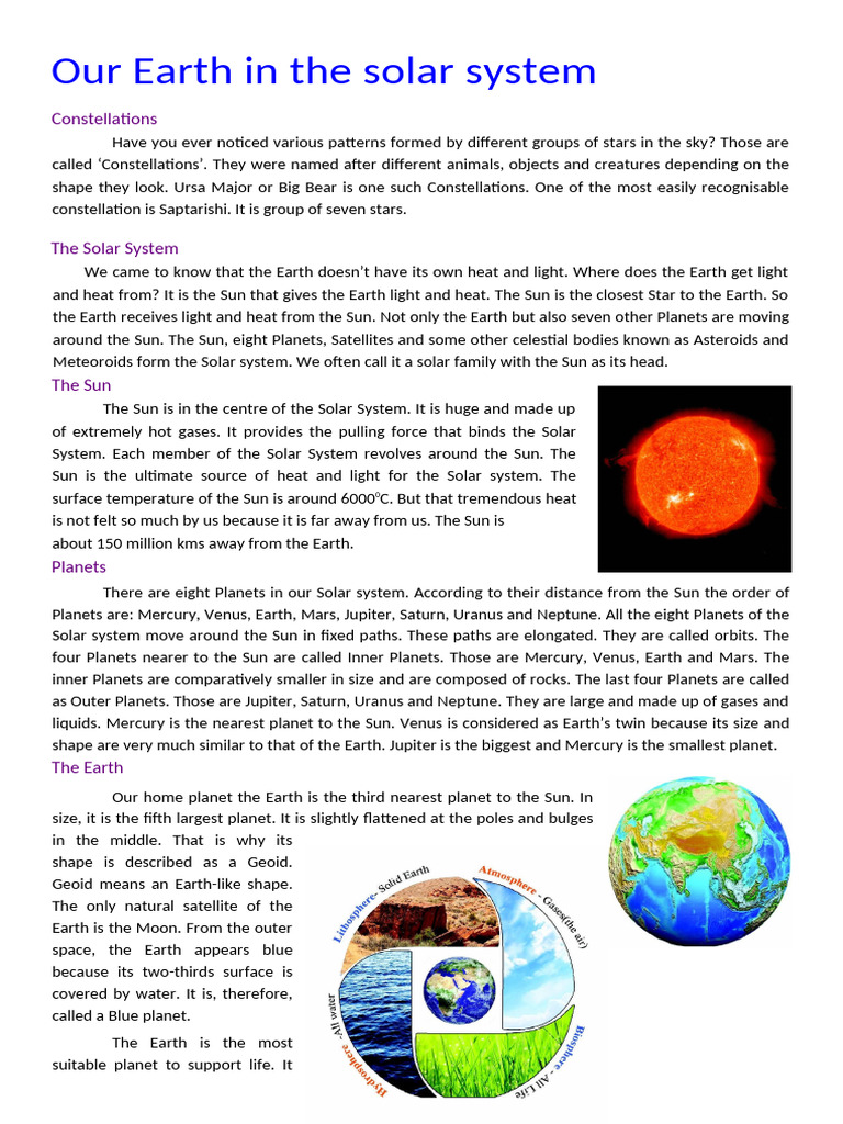 Our Earth in The Solar System | PDF | Solar System | Planets