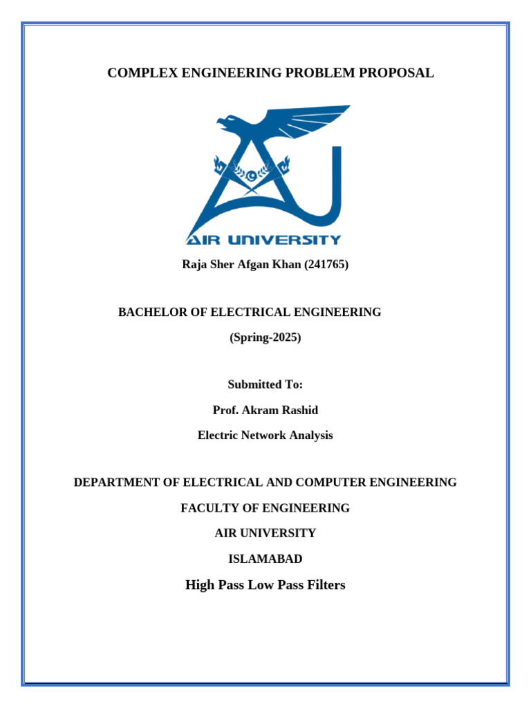 Complex Engineering Problem Proposal | PDF | Electronic Filter | Low Pass Filter
