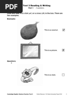 Cambridge Starters Reading & Writing Test | PDF