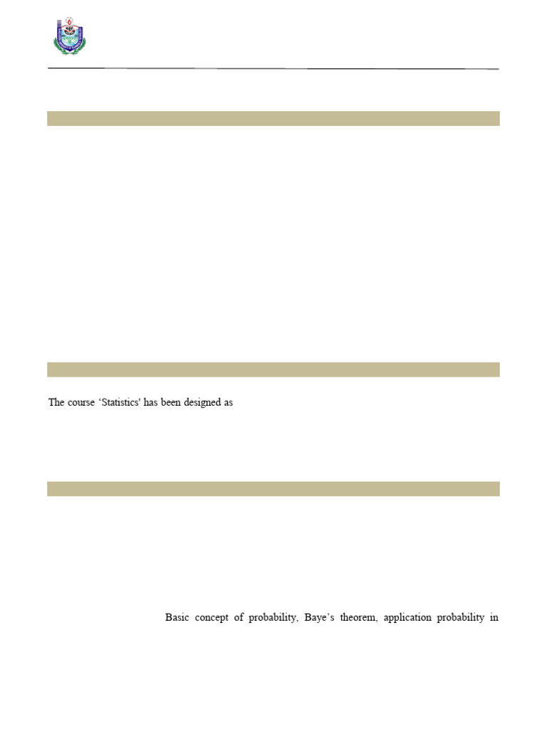 OBE - Course - Outline - CSE - STA 231 | PDF | Probability Distribution ...