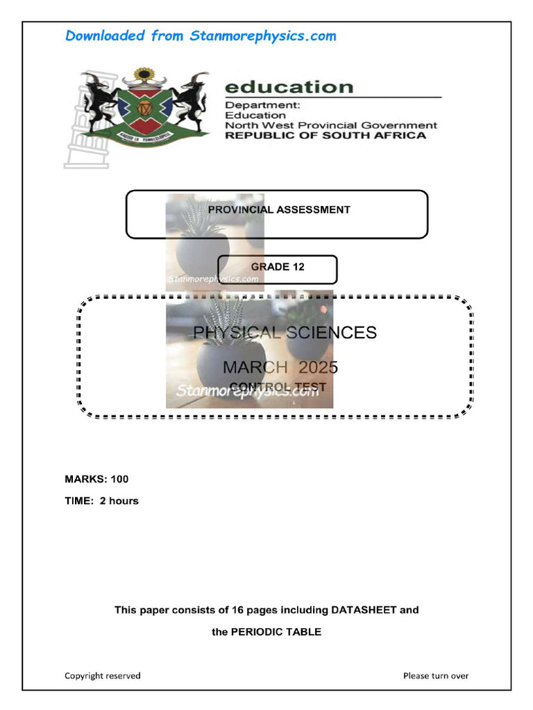NW Physical Science Grade 12 March 2025 QP and Memo | PDF