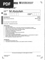Cambridge O Level: Additional Mathematics 4037/01 | PDF | Area | Sphere