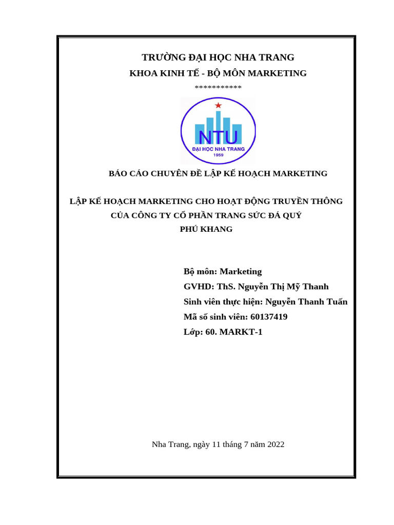 KH MKT Hoat Dong Truyen Thong Trang Suc Da Quy | PDF