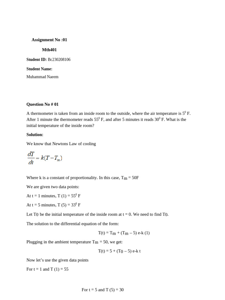 Spring 2025_MTH401 | PDF