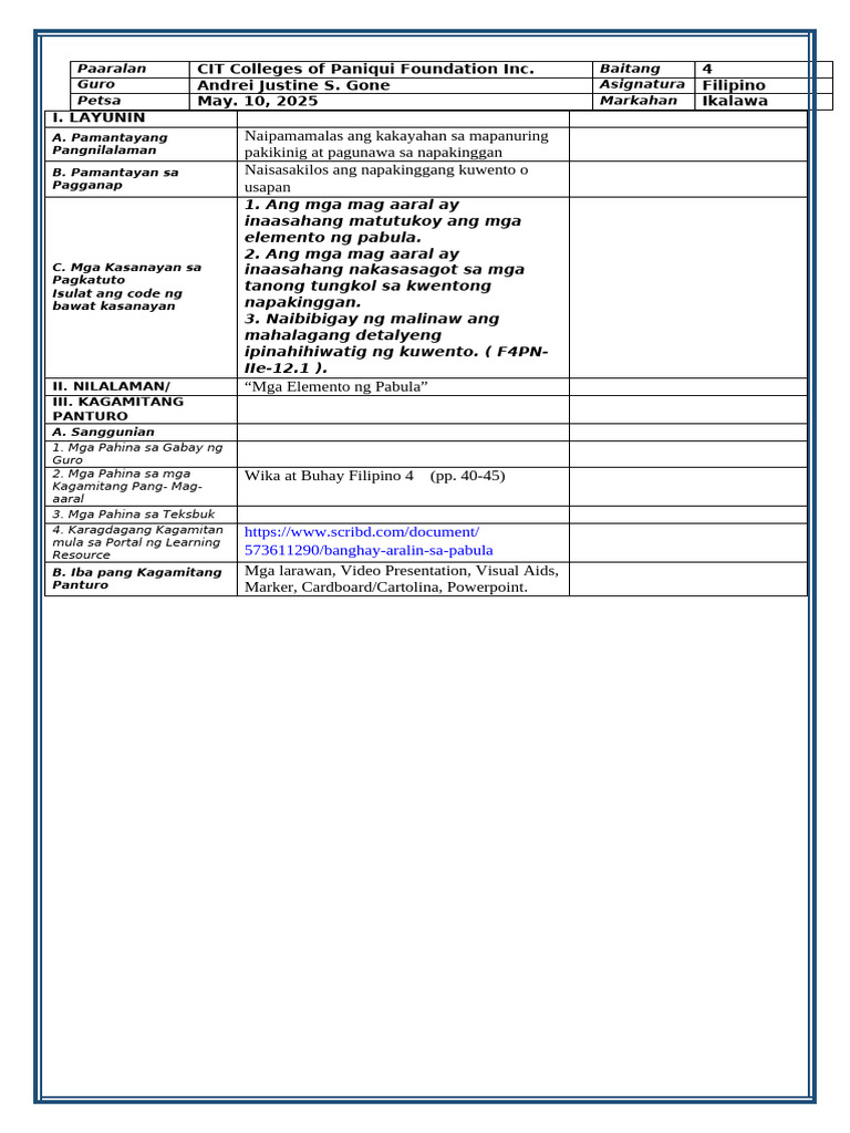 DLP-Template Filipinodocx | PDF