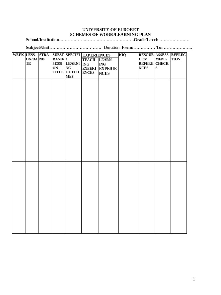 Uoe Schemes of Work Format - 2 | PDF