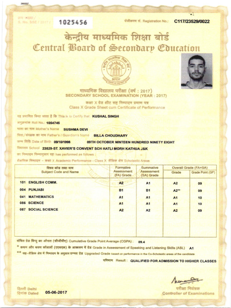 10th Marksheet | PDF