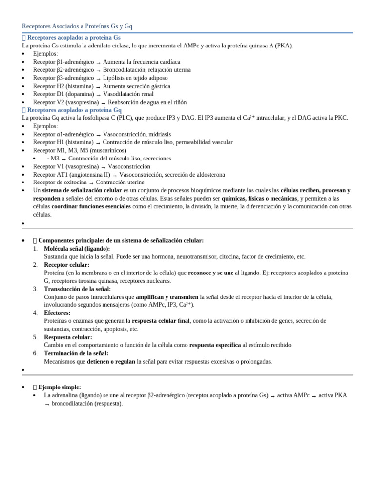 Receptores Gs GQ | PDF | Receptor (Bioquímica) | Transducción de señales