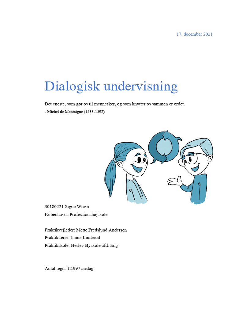 Praktikopgave Om Dialogisk Undervisning | PDF