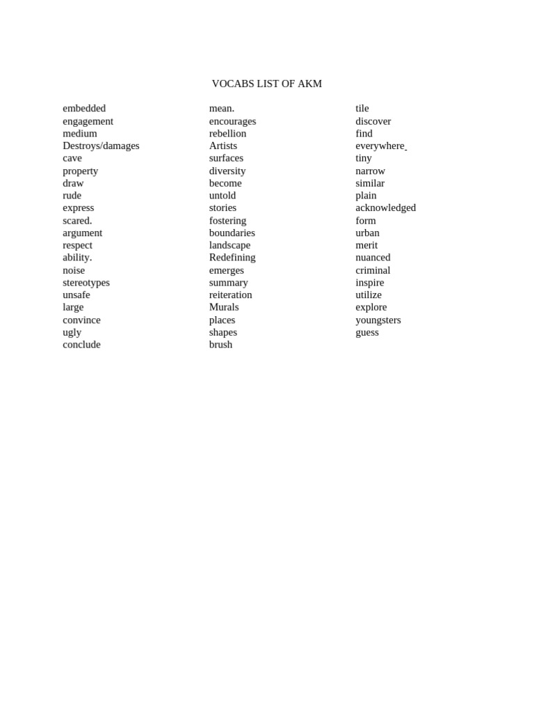 Vocabs Akm e | PDF