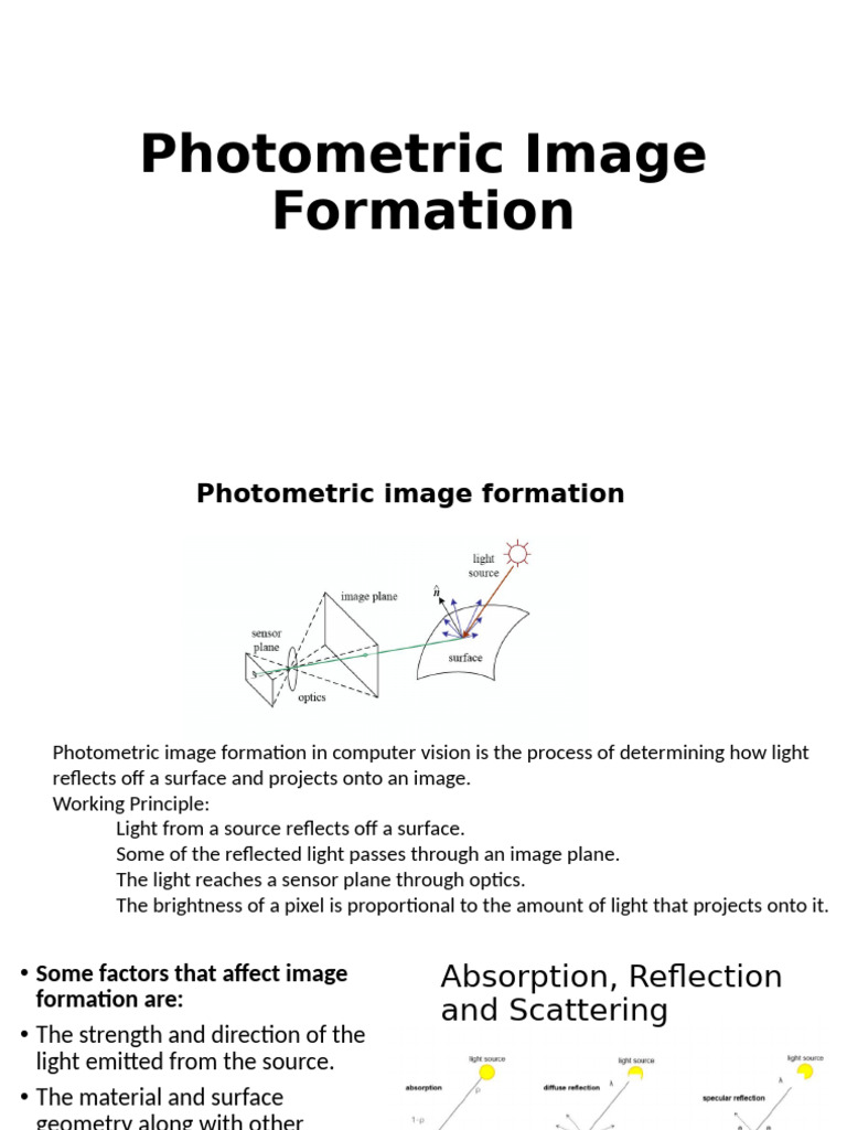 Photometric Image Formation in Vision | PDF | Reflection (Physics) | Light