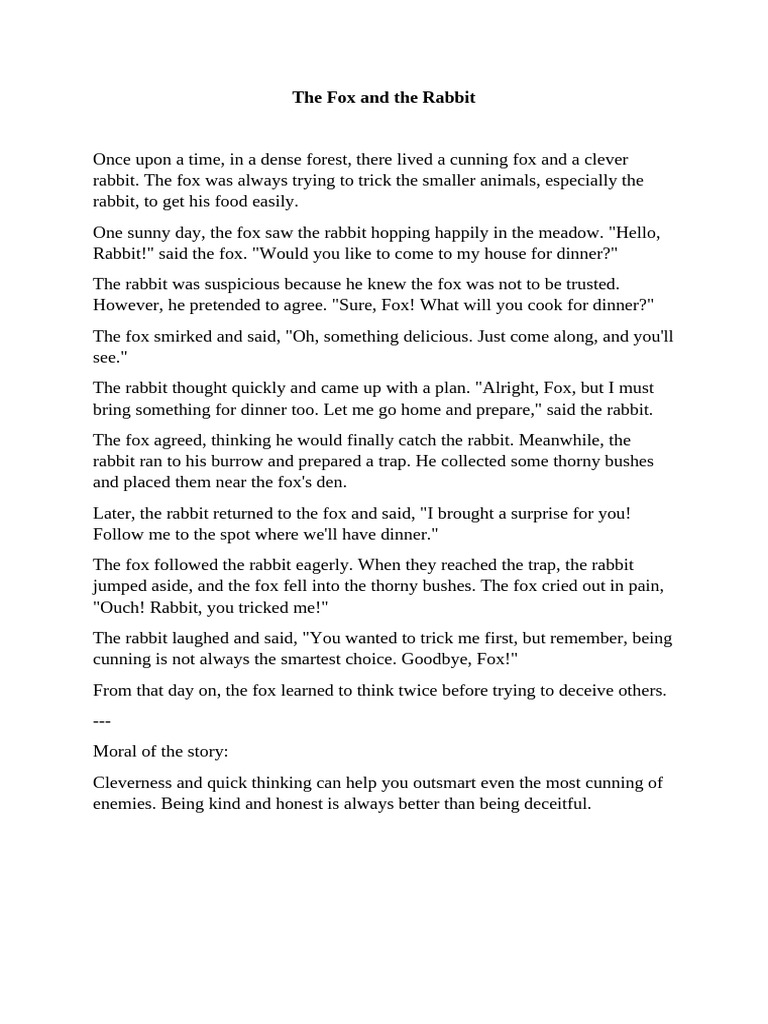Cerita Dan Gambar The Fox and The Rabbit | PDF