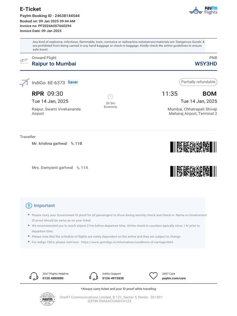 RPR Bom 14012025 24638144544 | PDF | Fee | Aviation