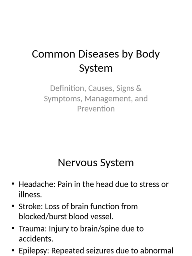 Diseases by Body System Overview | PDF