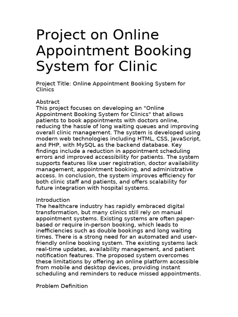 Vidhya's Project On Online Appointment Booking System TYBSC CS | PDF ...