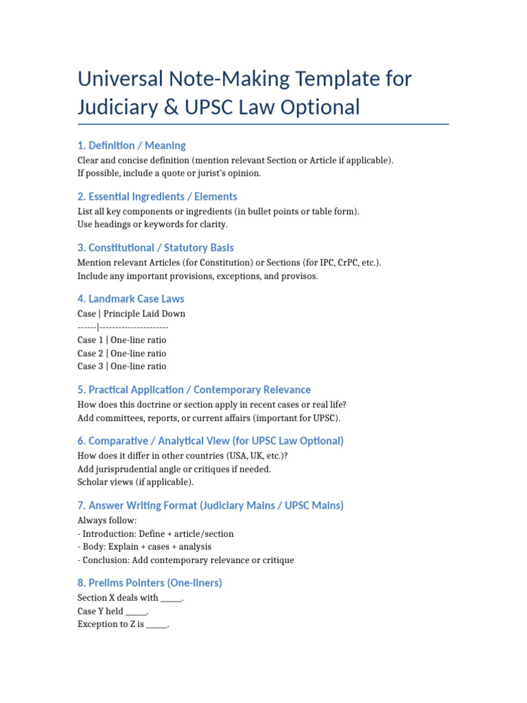 Law_Note_Template_Judiciary_UPSC | PDF