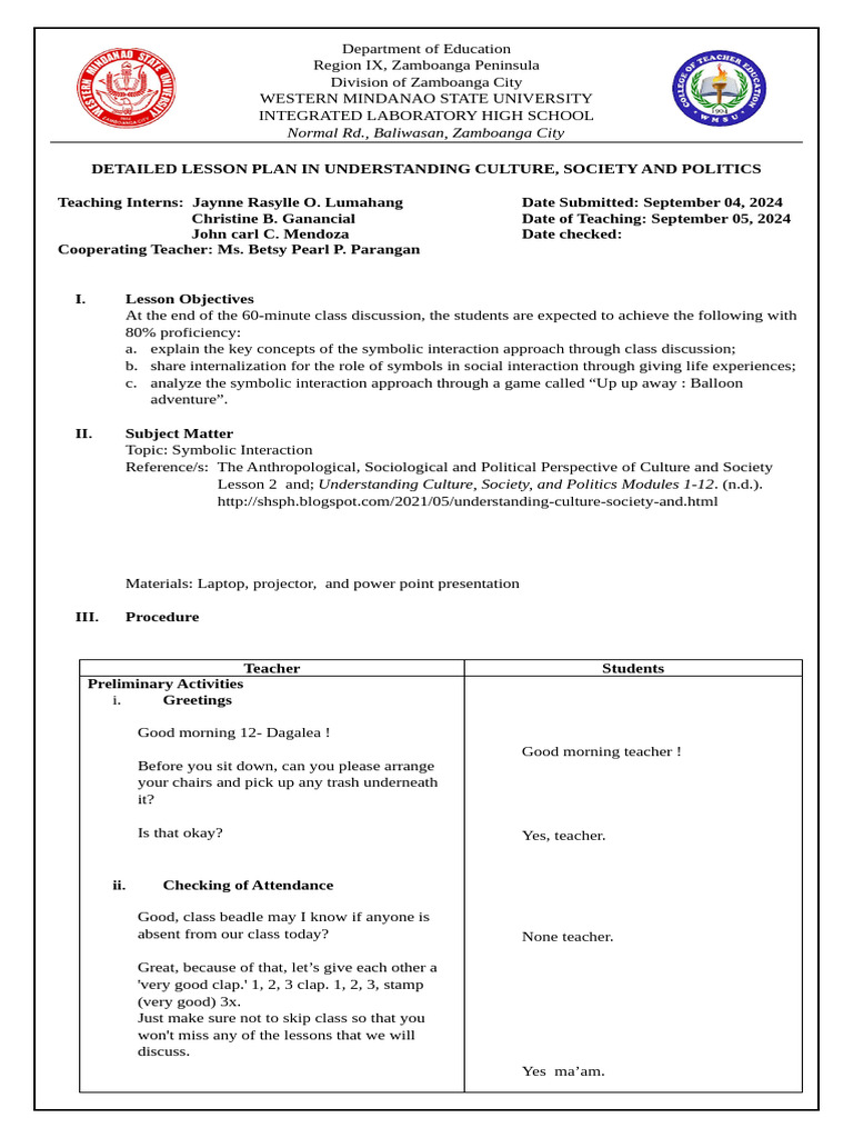 Lesson Plan - 12-Dagalea | PDF | Communication | Sociology