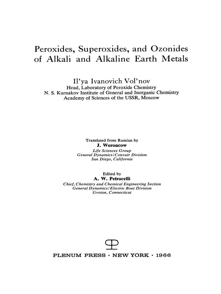 Peroxides, Su Peroxides, and Ozonides of Alkali and Alkaline Earth ...