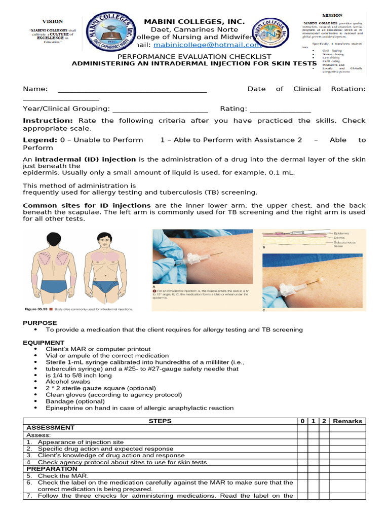 Administering Intradermal Test Doses | PDF | Injection (Medicine ...