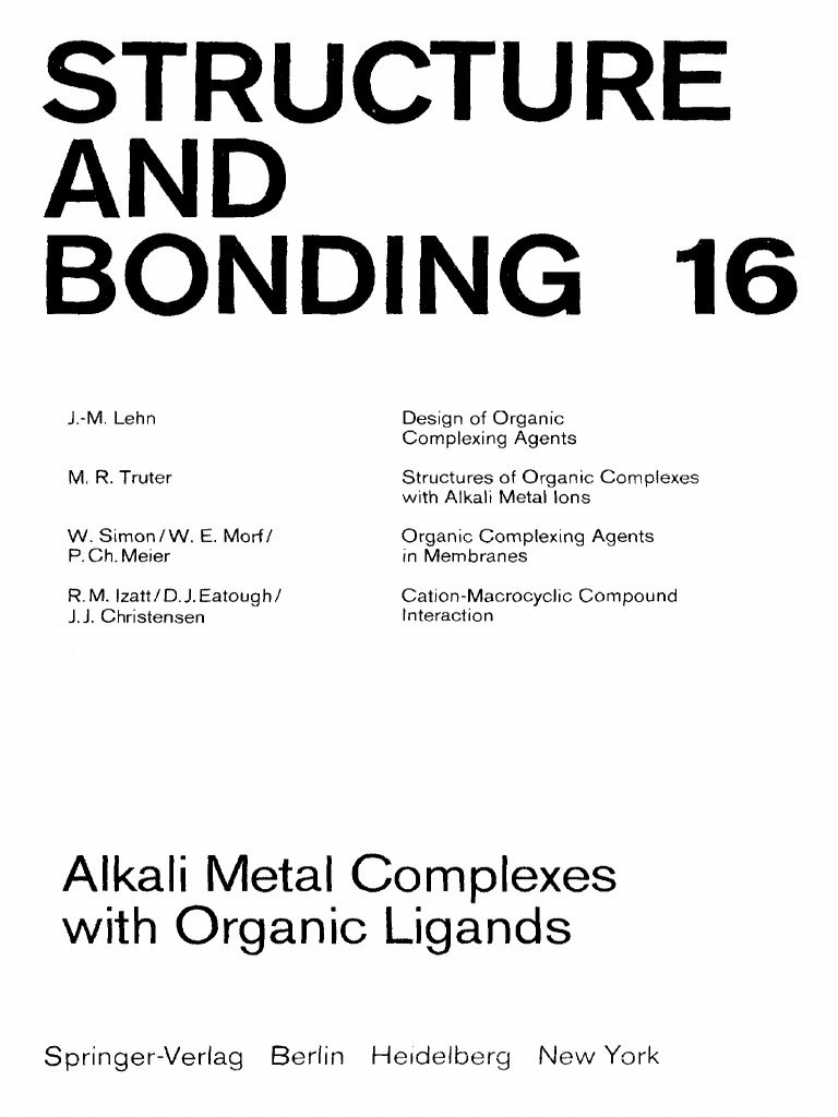 (Structure and Bonding 016) - Alkali Metal Complexes With Organic Ligands-Springer (1973) | PDF ...